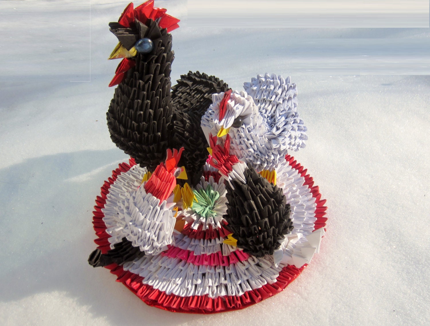 3D Origami Chicken Family - Etsy
