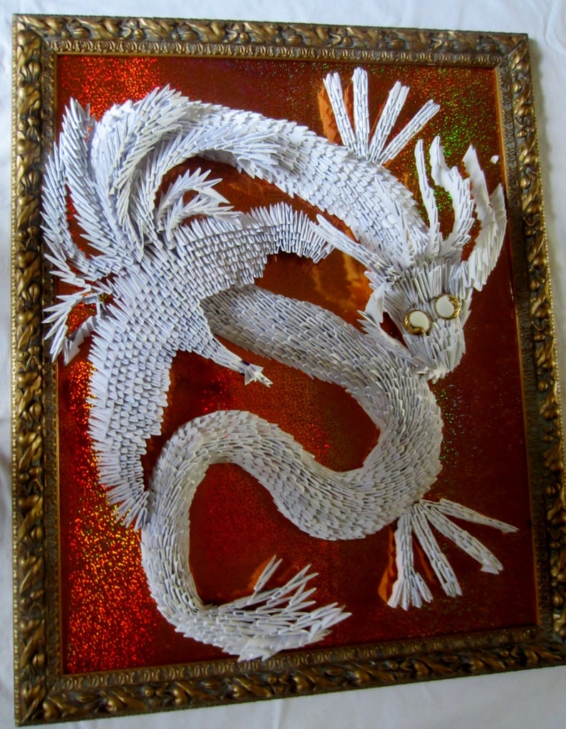3D Origami Phoenix and Dragon Relief - Etsy