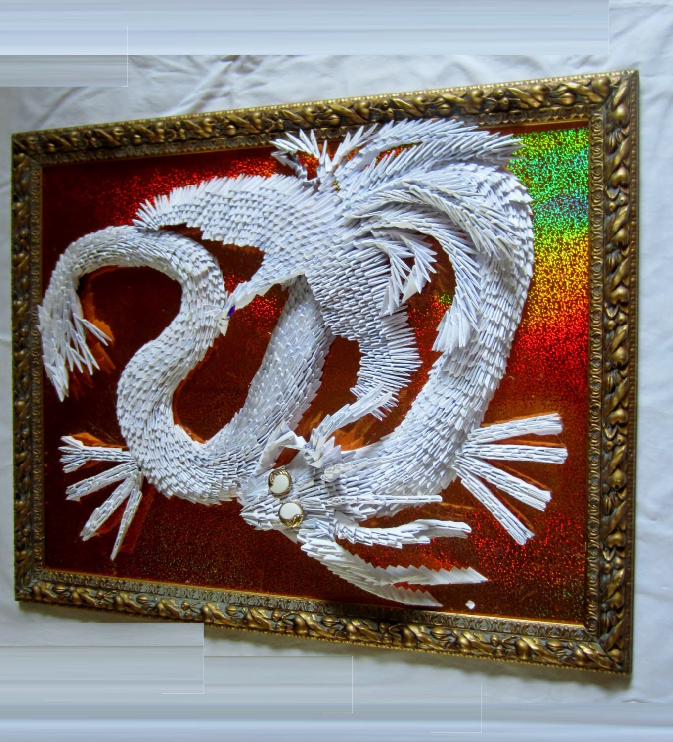 3D Origami Phoenix and Dragon Relief - Etsy