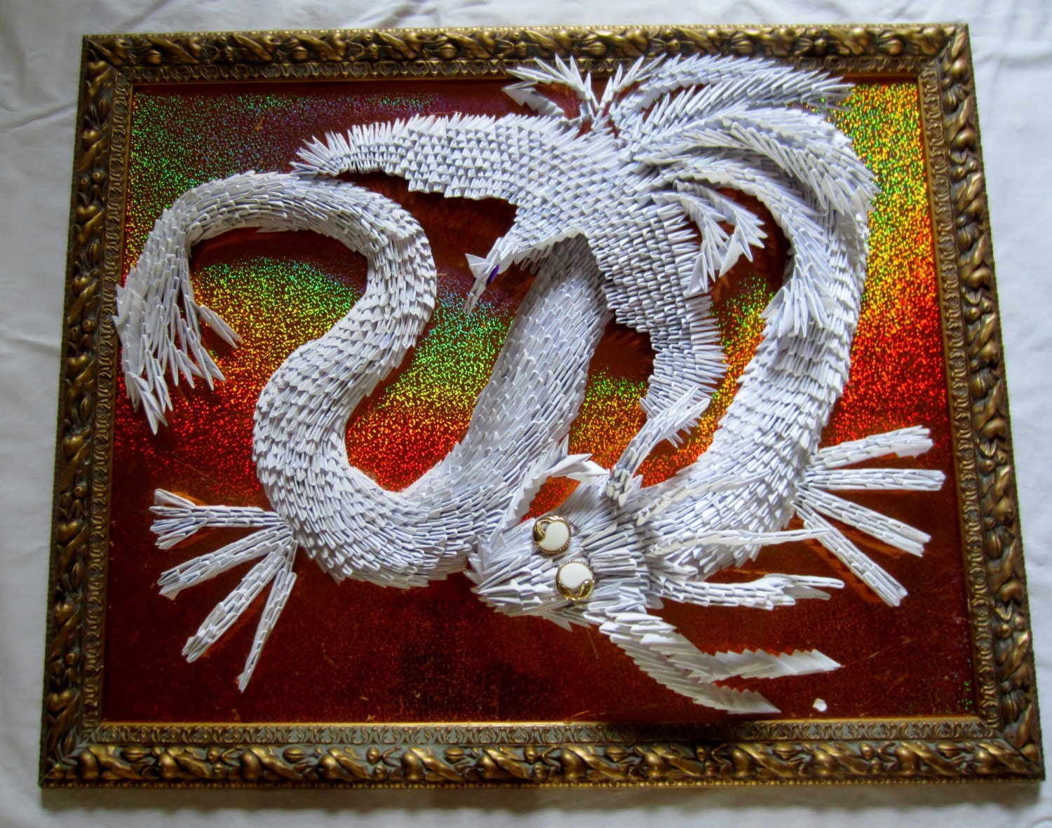 3D Origami Phoenix and Dragon Relief - Etsy