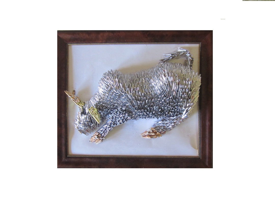 3D Origami Silver Ox Relief - Etsy