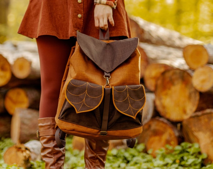 Brown Bohemian Leaf Backpack by Leafling Bags 27-34x37x16cm - Etsy Sweden