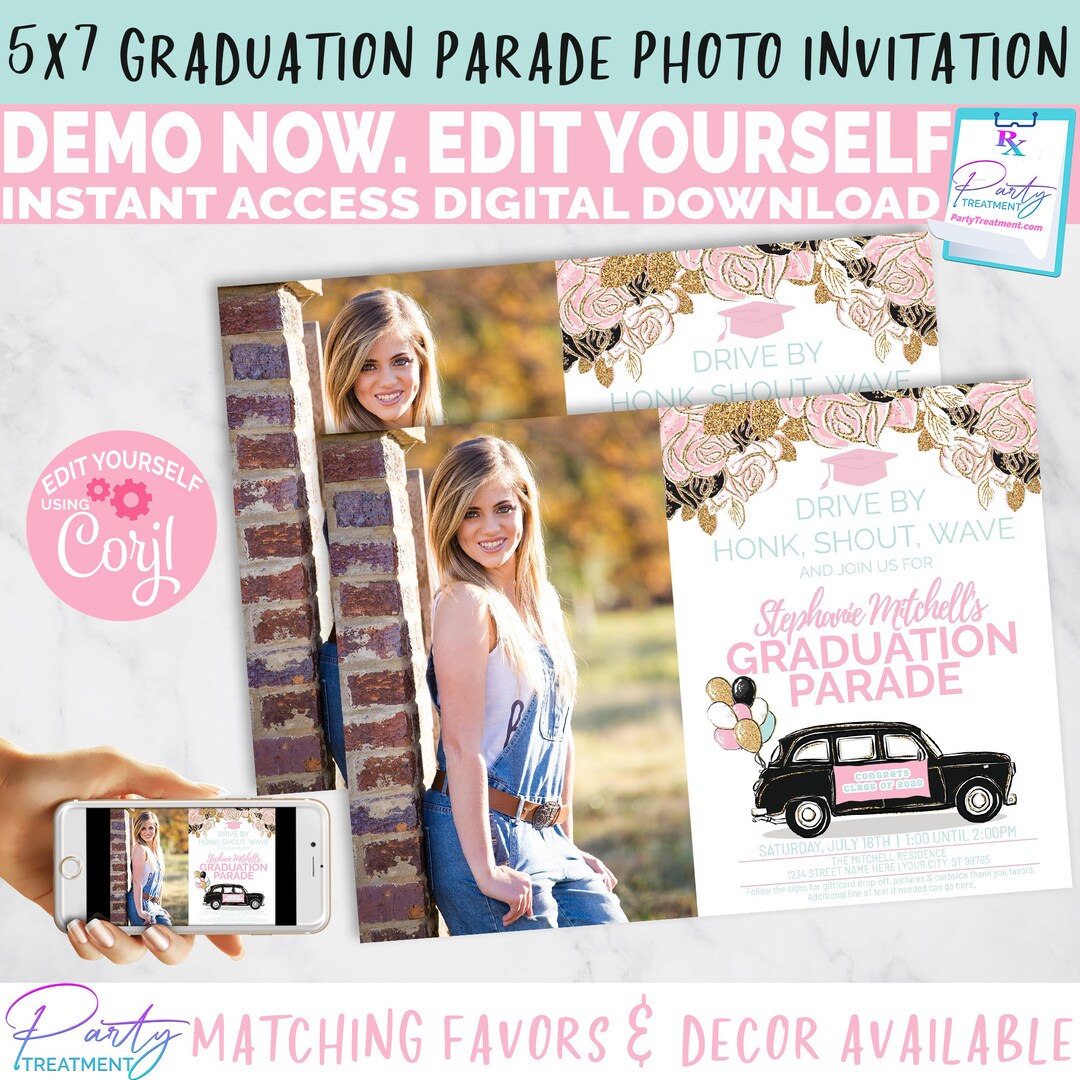 Drive by Graduation Parade Invitation, Drive by Graduation Photo ...