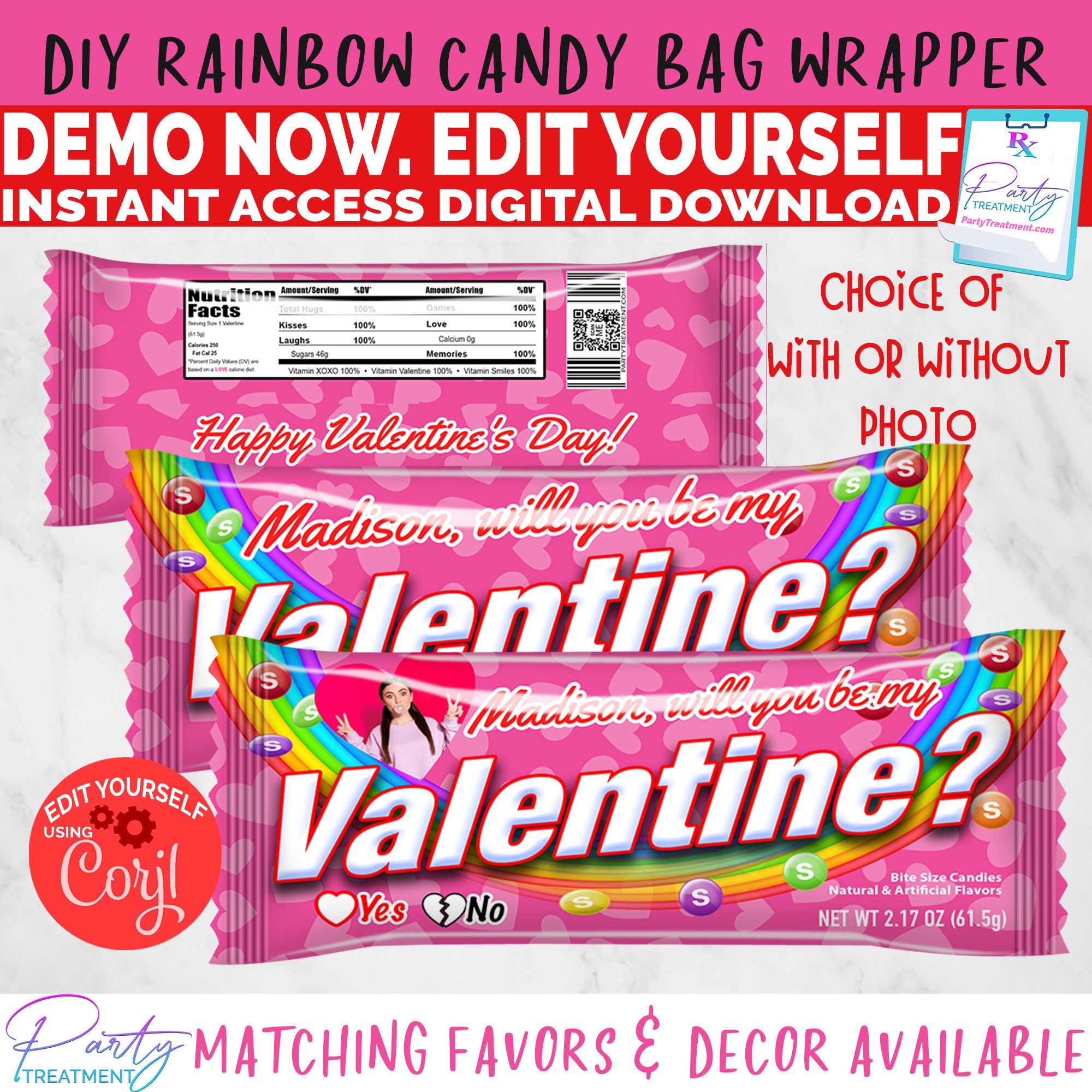 Popcorn Valentine Printable Wrapper, Valentines Day Popcorn Favor, You ...