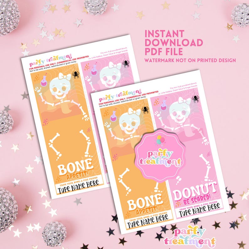 Skeleton Donut Card Halloween Printable, Halloween Donut Instant ...