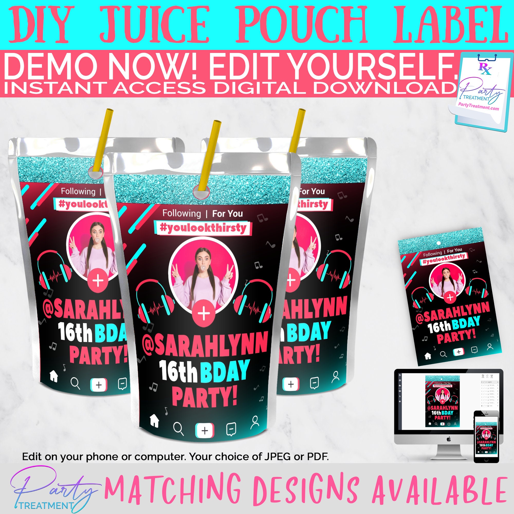 Editable Musical Juice Label Musical Juice Pouch Label | Etsy