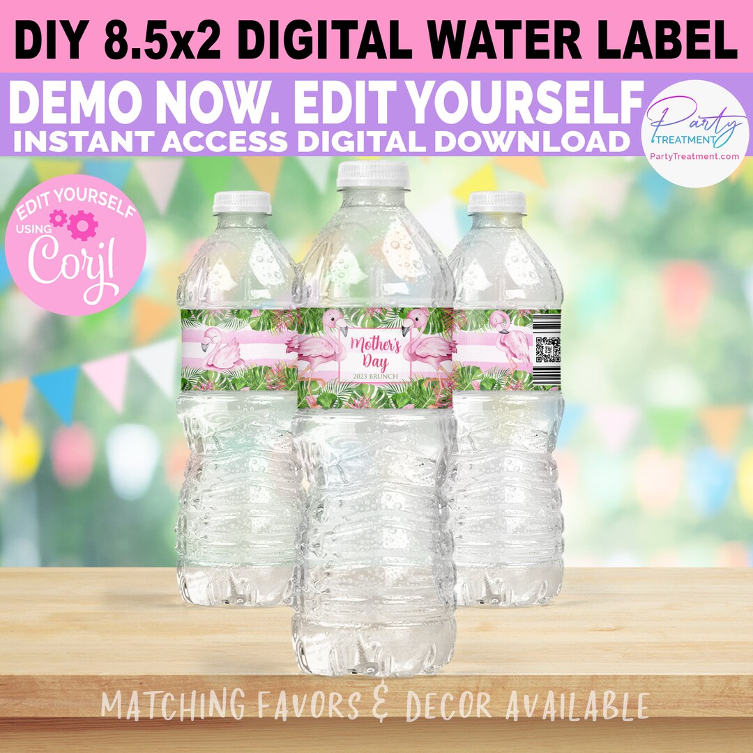 Mother's Day Water Bottle Label Printable, Flamingo Mother's Day ...