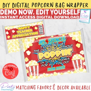 Teacher Appreciation Popcorn Printable, Editable Teacher Appreciation ...