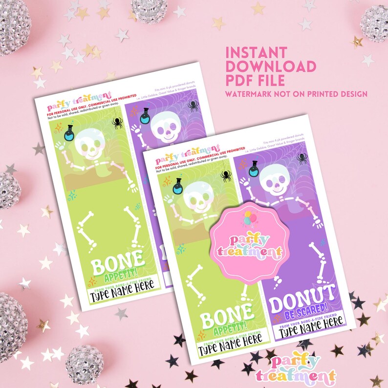 Skeleton Donut Card Halloween Printable, Halloween Donut Instant ...