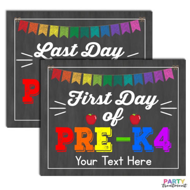 First Day of Pre-k4 School Sign INSTANT DOWNLOAD and Editable - Etsy