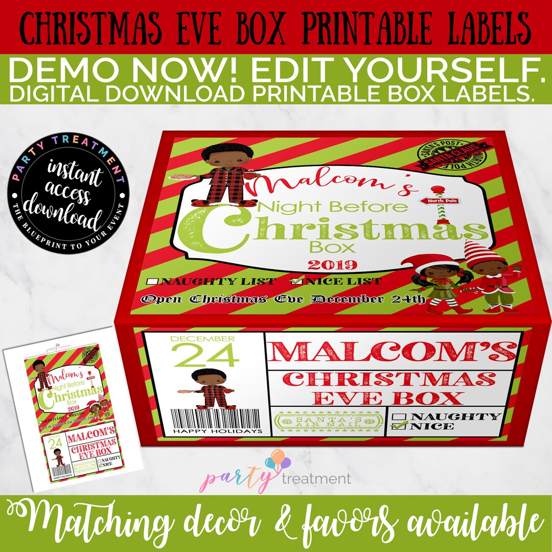 Christmas Eve Box Label, Personalized Night Before Christmas Box Label ...
