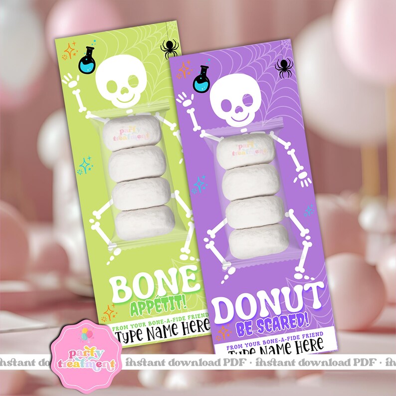 Skeleton Donut Card Halloween Printable, Halloween Donut Instant ...