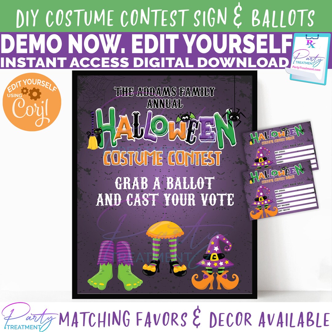 Halloween Costume Contest Ballot Printable Kit, Halloween Costume ...