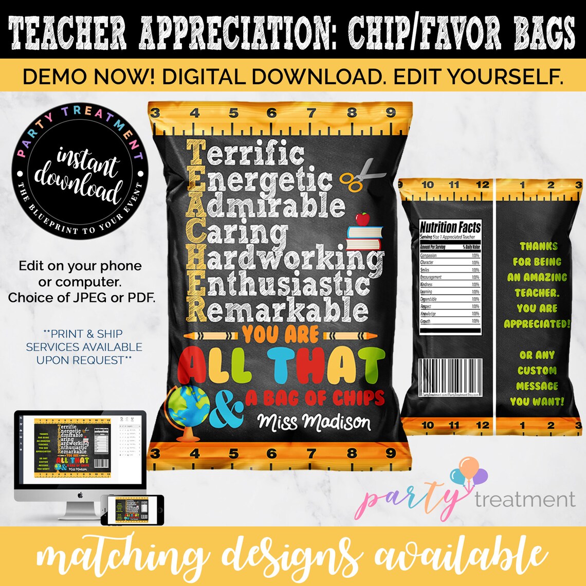 Teacher Appreciation Gift Bag Label All That and a Bag of - Etsy