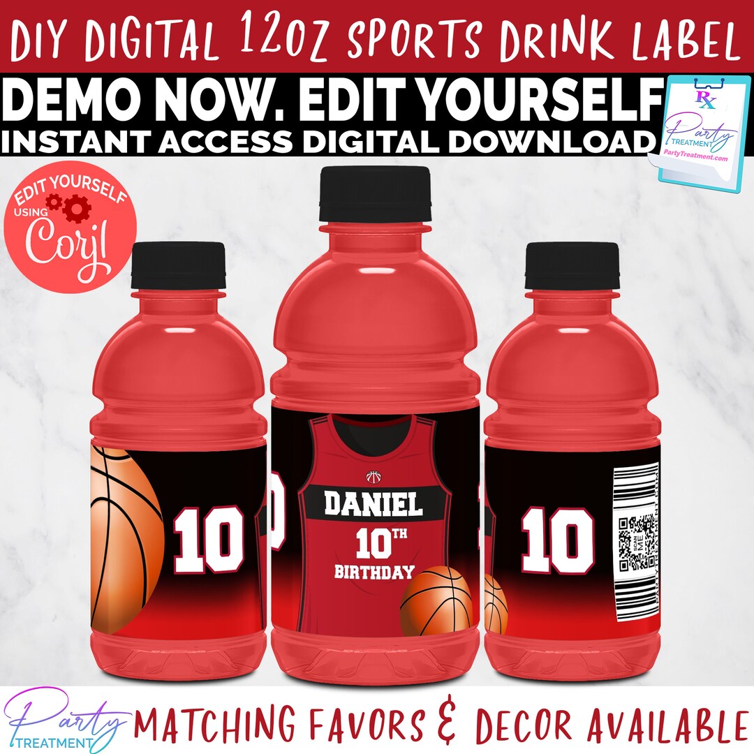 Basketball Sports Drink Label, Basketball Juice Label, Basketball ...