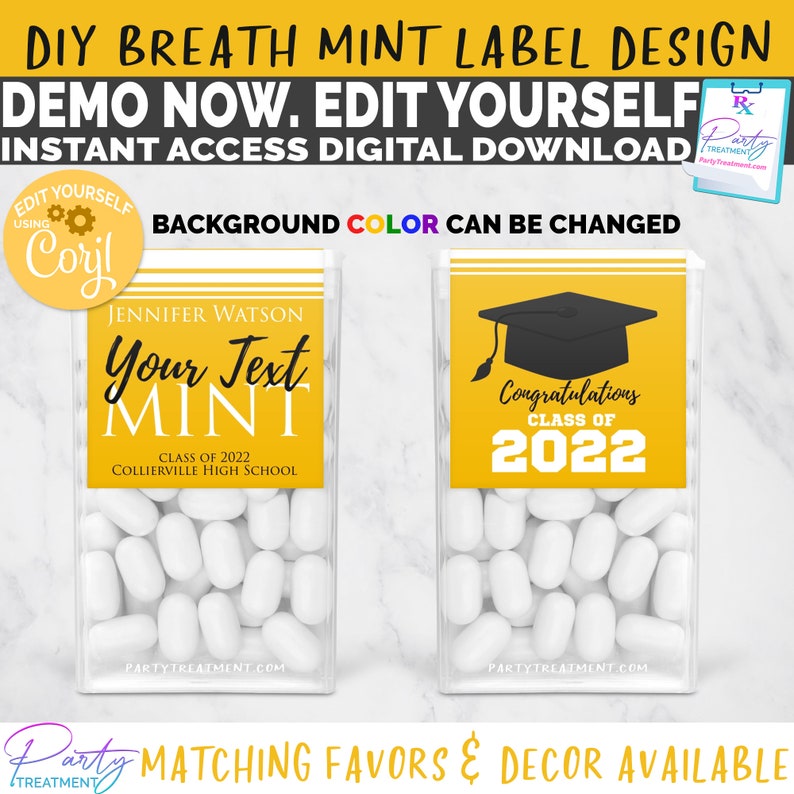 Editable Commence Graduation Mints Party Favor Label, Commencement ...