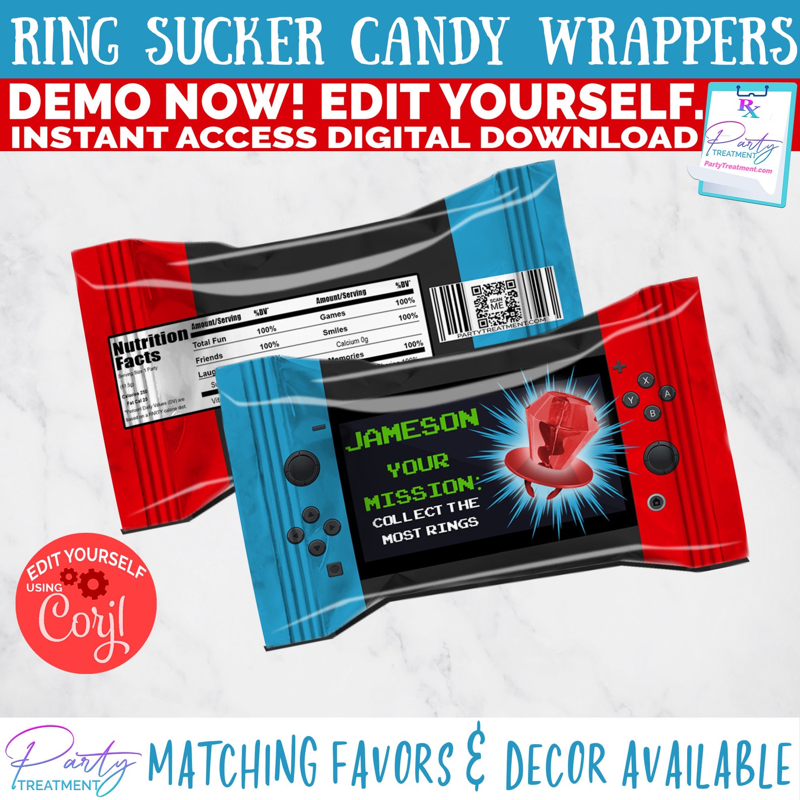 Editable Video Game Chocolate Bar Wrapper: Gamer Party Favor (digital ...