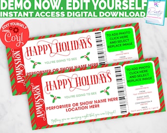 Christmas Concert Ticket Template Printable Surprise Rock - Etsy