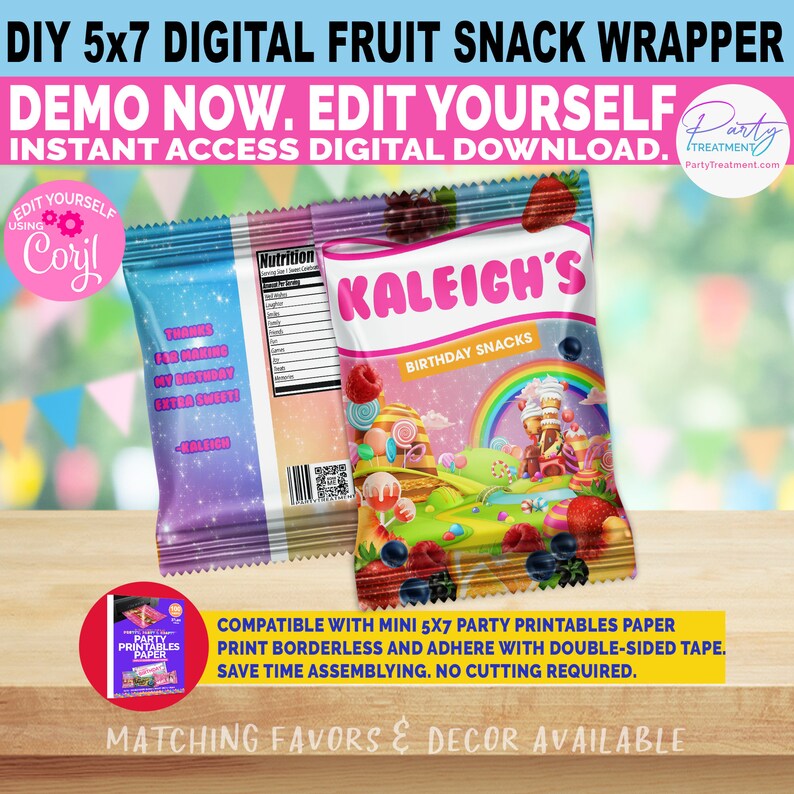 Candyland Party Favor Fruit Snack Candy Land Fruit Snack - Etsy