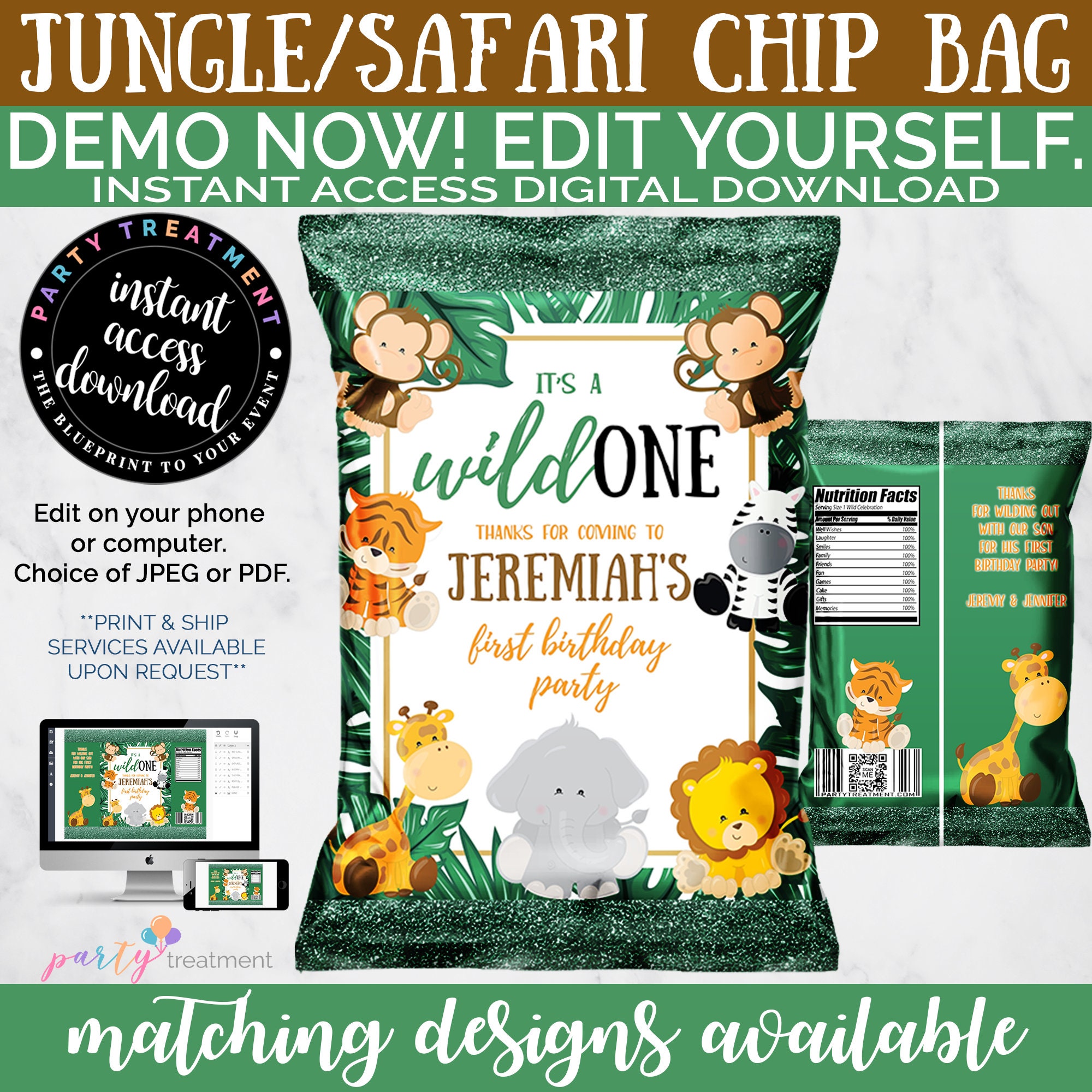 Jungle Food Tent Card Safari Food Tent Card Jungle Name | Etsy