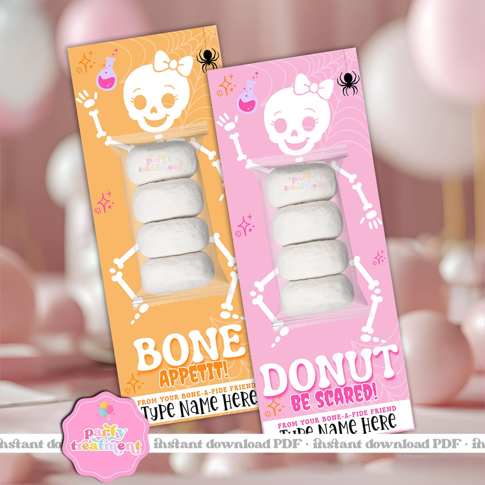 Skeleton Donut Card Halloween Printable, Halloween Donut Instant ...