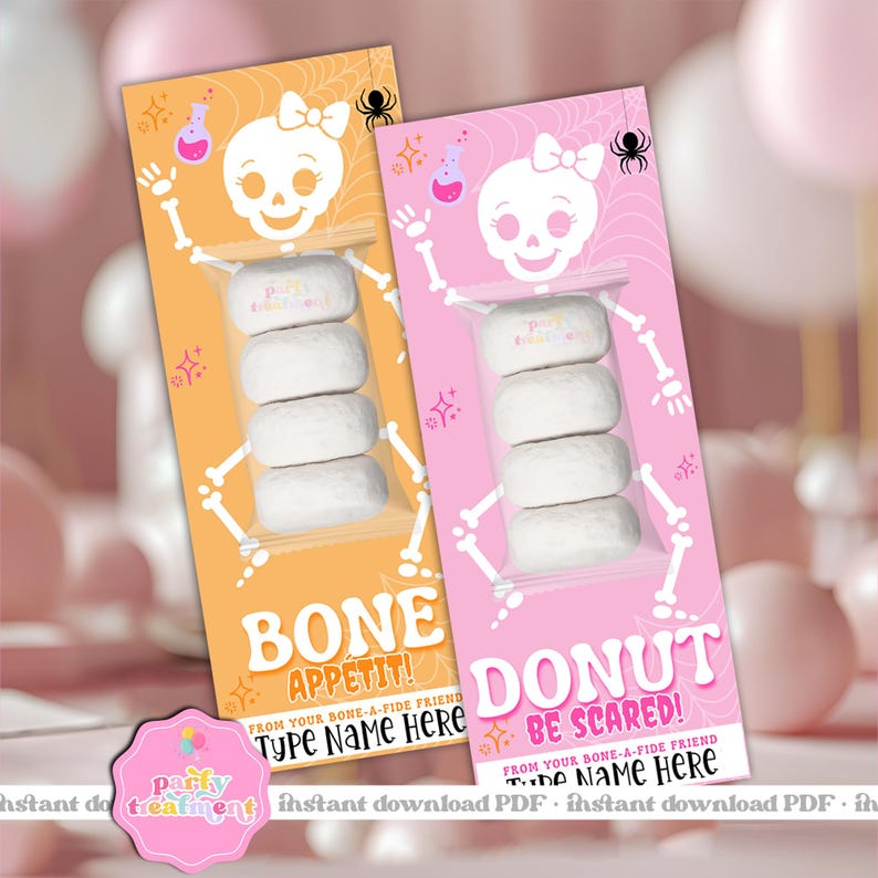 Skeleton Donut Card Halloween Printable, Halloween Donut Instant ...