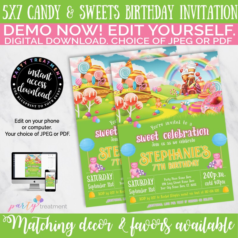 Candyland Invitation - Etsy