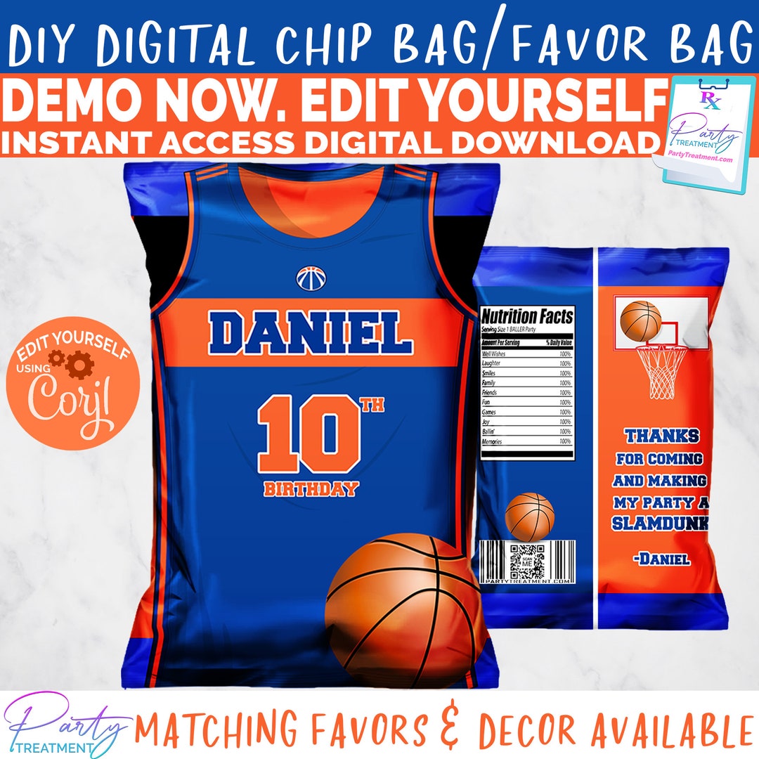 Basketball Chip Bag, Basketball Favor Bag, Basketball Birthday ...