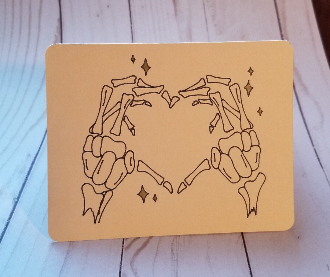 Skeletal Heart Hands Card - Etsy