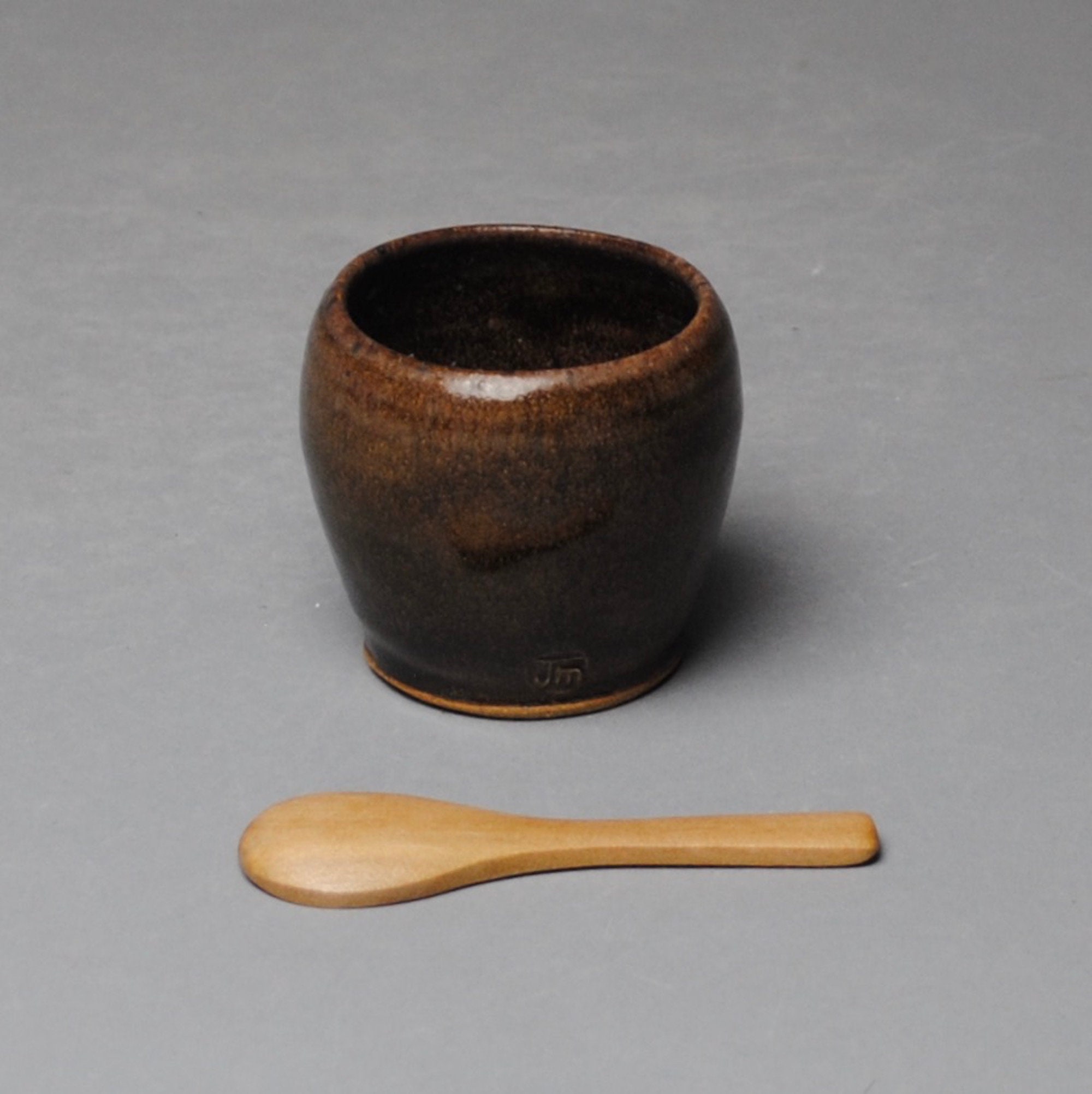 Clay Salt Cellar Bowl With Wood Spoon T 62 | Etsy