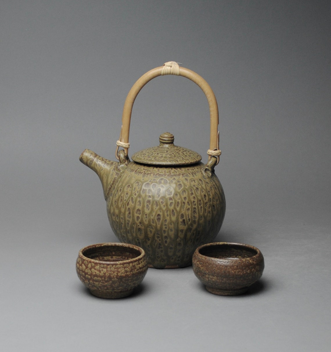 Clay Teapot Set With Cane Handle V 61 - Etsy