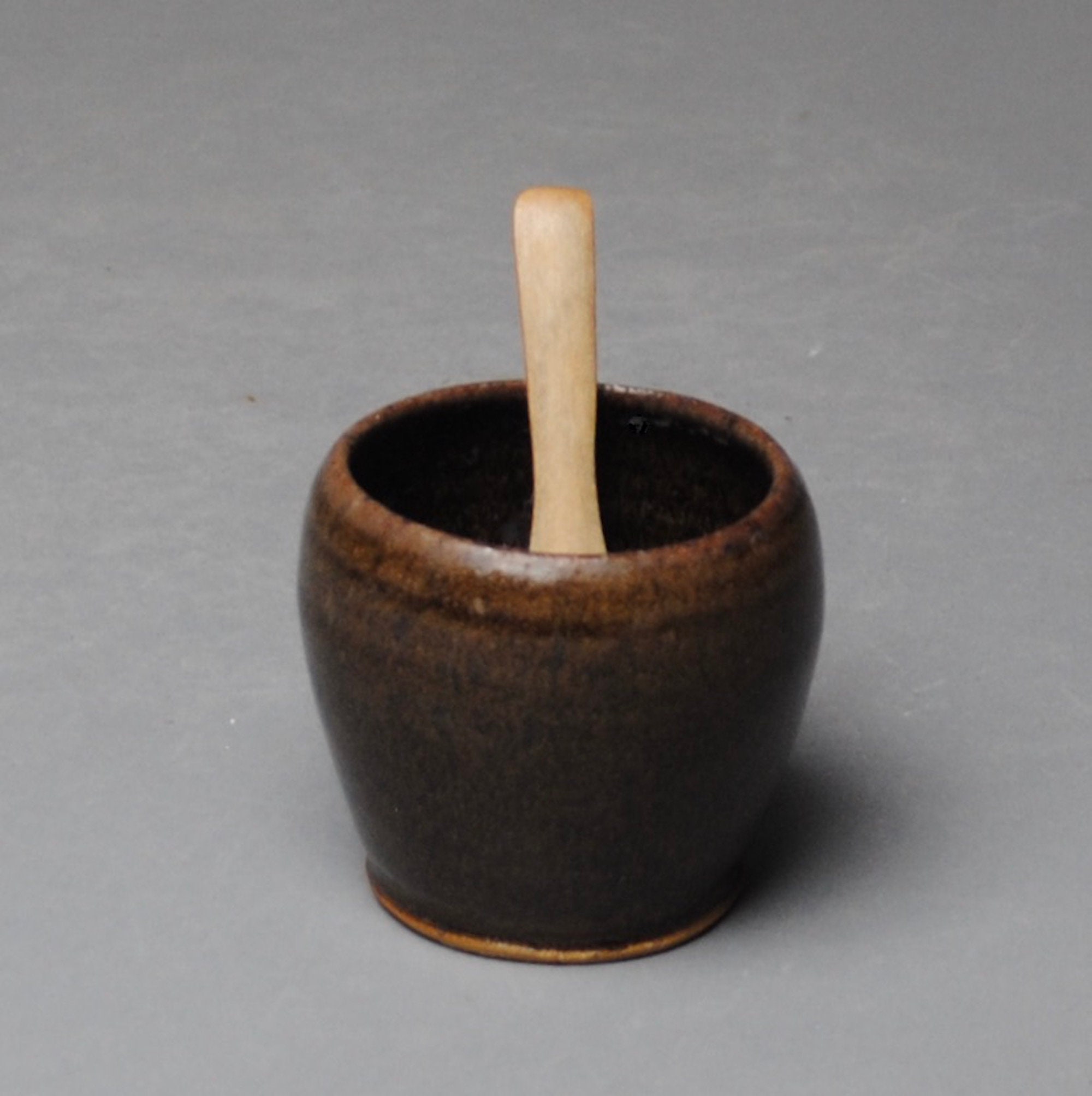 Clay Salt Cellar Bowl With Wood Spoon T 62 | Etsy