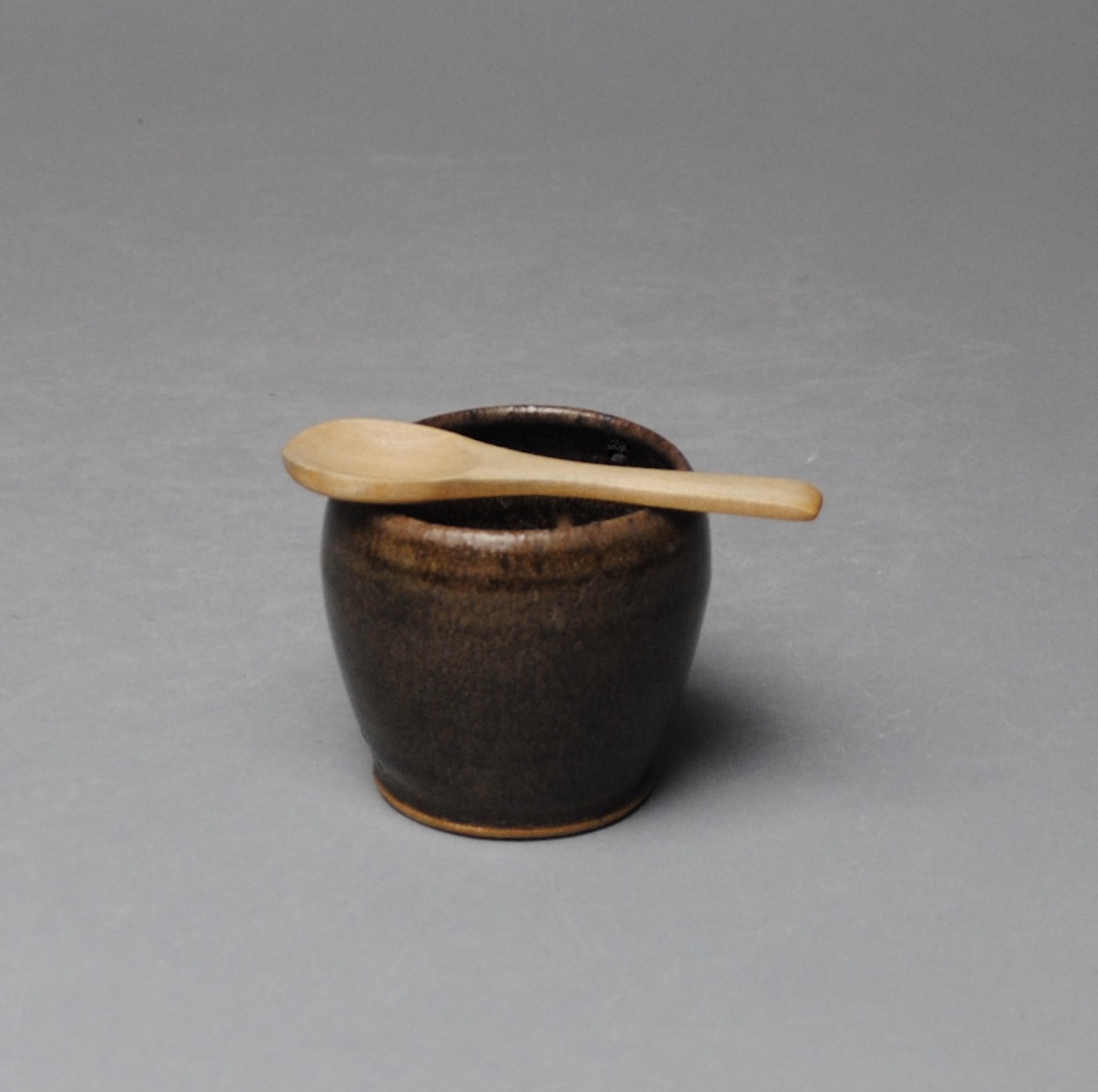 Clay Salt Cellar Bowl With Wood Spoon T 62 | Etsy