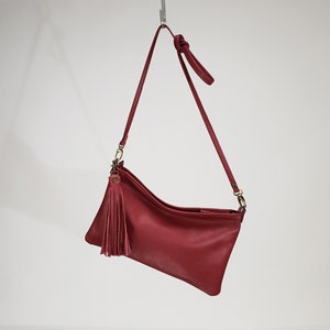 Red Small Leather Purse - Red Crossbody Purse - Women's Soft Bags in ...