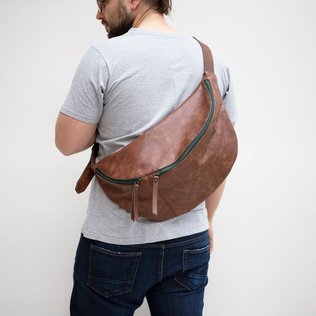 Large Crossbody Bag for Men and Women - Large Sling Bag in Distressed ...