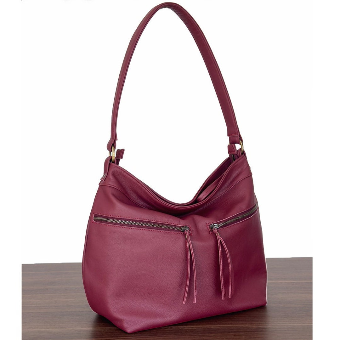 Red Leather Hobo Purse - Red Handbags for Women - Crossbody Red Purse - Soft Shoulder Bag With ...
