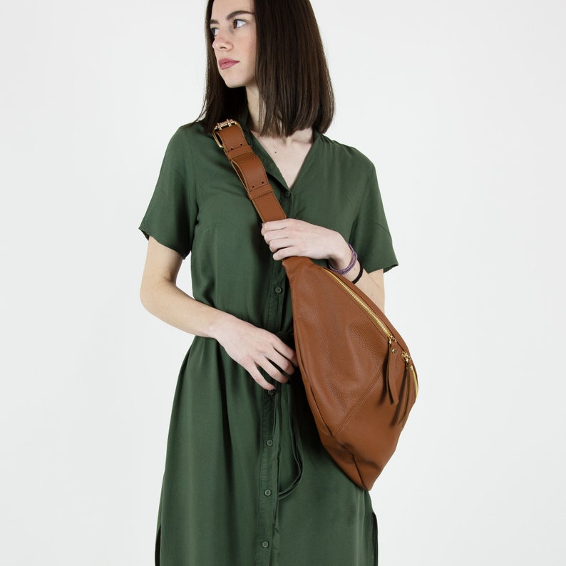 Large Sling Bag for Women Oversized Leather Fanny Pack - Etsy