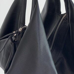 Black Leather Bag - Soft Leather Bag - Slouchy Leather Bag - Large ...