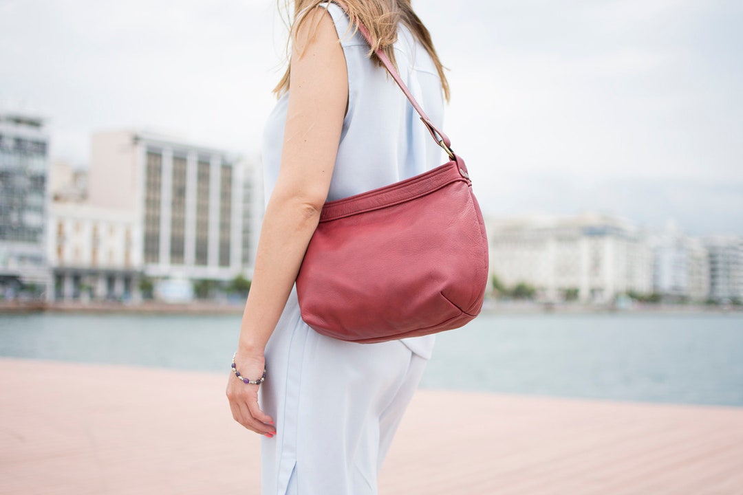 Small Leather Hobo Bag - Red Hobo Purse - Small Red Handbags - Slouchy ...