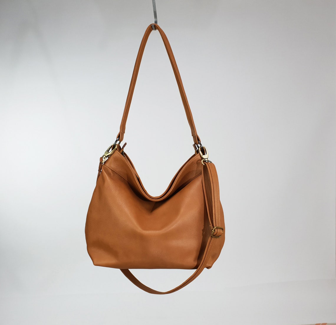Tan Slouchy Shoulder Bag in Soft Leather Women Cross Body | Etsy