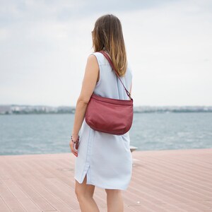 Small Leather Hobo Bag - Red Hobo Purse - Small Red Handbags - Slouchy ...
