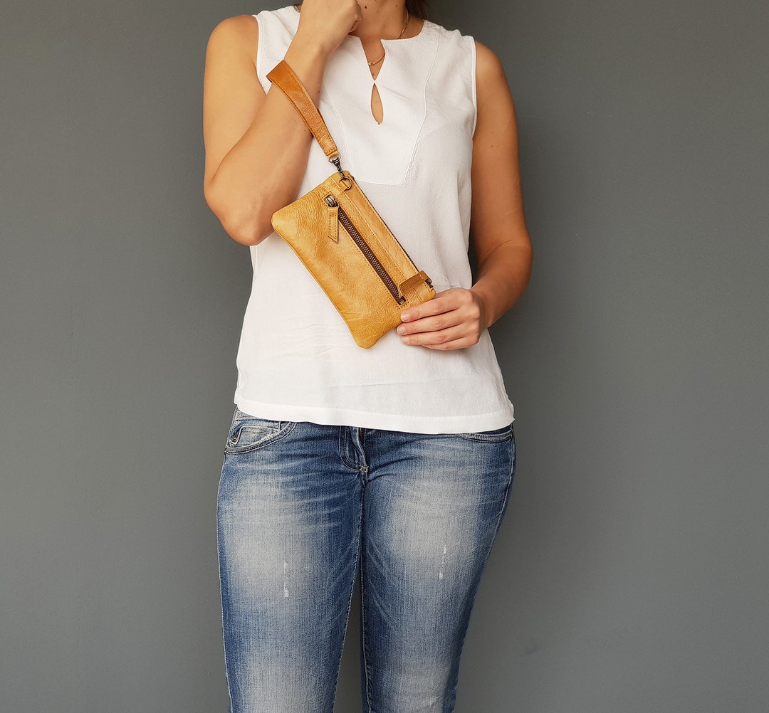 Small Leather Wristlet Wallet - Distressed Leather Pouch - Pouch Wallet ...