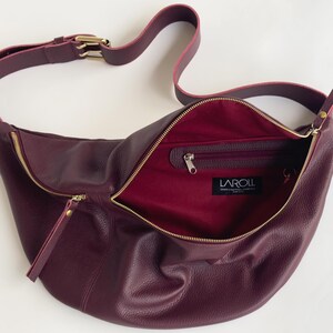 Oversized Red Leather Bag - Large Leather Sling Bag - Leather Fanny ...