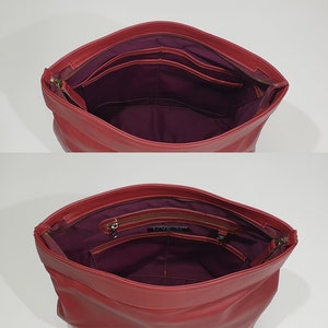 Slouchy women shoulder bag in soft red leather Crossbody | Etsy