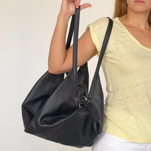 Black Slouchy Hobo Bag for Women- Black Shoulder Bag in Soft Leather ...