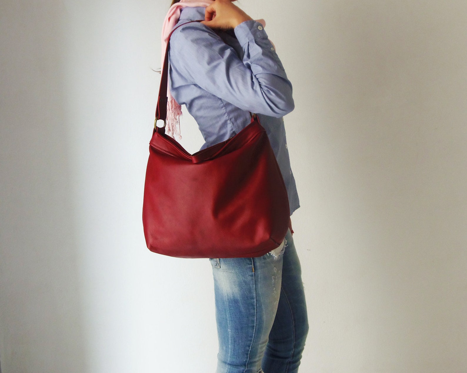 Red Leather Bag - Soft Leather Bag - Leather Hobo Bag - Red Soft ...