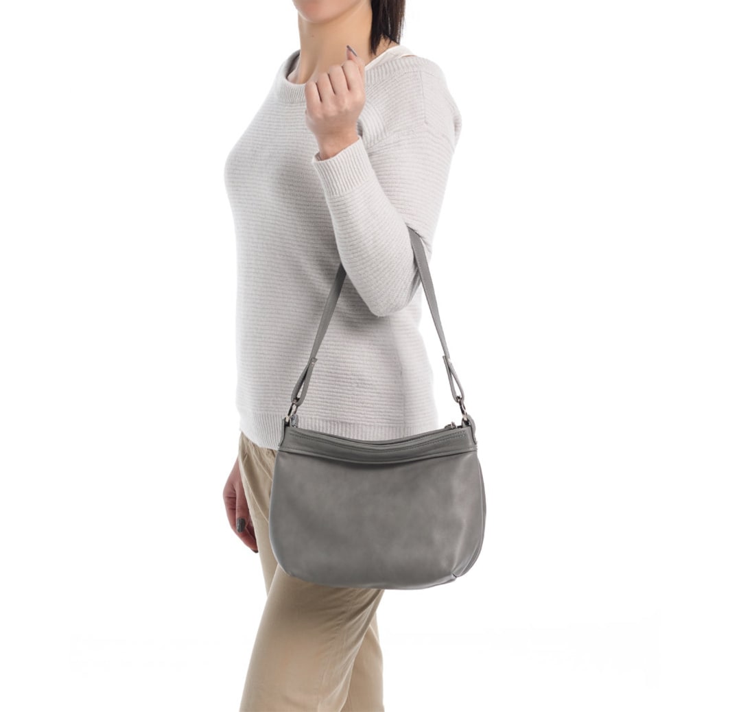 Leather Handbag Purse Hobo Grey Bag - Small Leather Hobo Purse ...