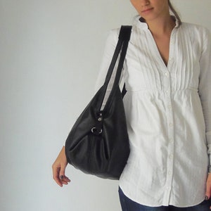 Black Leather Bag - Soft Leather Bag - Slouchy Leather Bag - Large ...