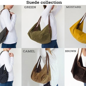 Suede Leather Bag Soft Leather Bag Slouchy Leather Bag Shoulder Bag ...