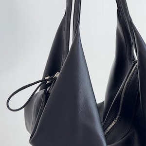 Black Leather Bag - Soft Leather Bag - Slouchy Leather Bag - Large ...